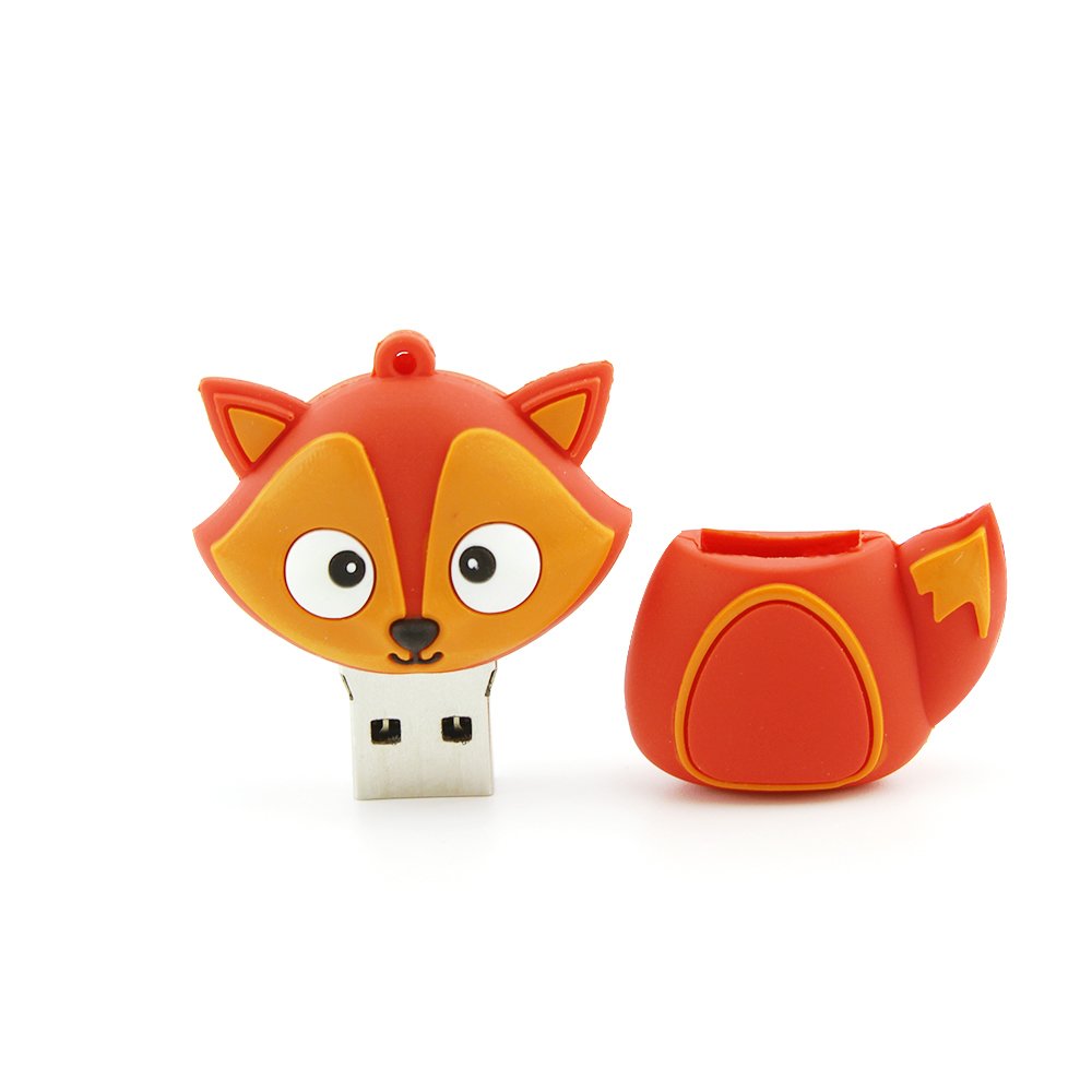 QICAIHU Novelty Fox Shape Design 64B USB 3.0 Flash Drive Cute Memory Stick Thumb Drive Data Storage Pendrive Cartoon Jump Drive Gift