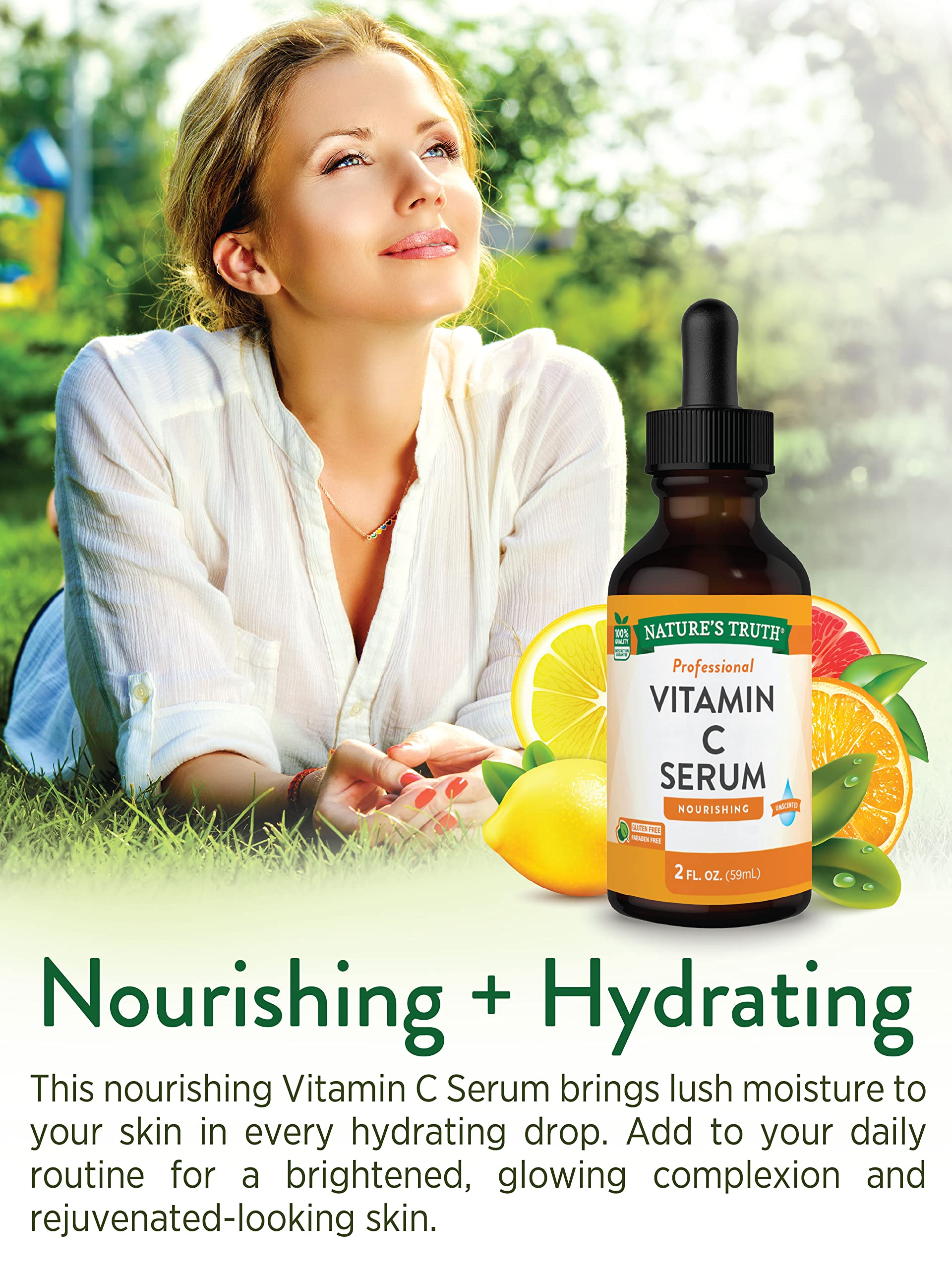 Nature's Truth Vitamin C Serum 2 oz | Oil For Body & Face | Nourishing & Unscented