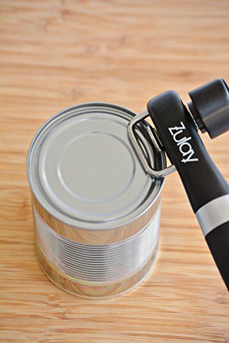 Zulay Smooth Edge Can Opener With Stainless Steel Blades - Ergonomic Grip Soft Edge Manual Can Opener - Smooth To Operate Hand Can Opener With Large Turn Knob - No Sharp Edges or Cuts