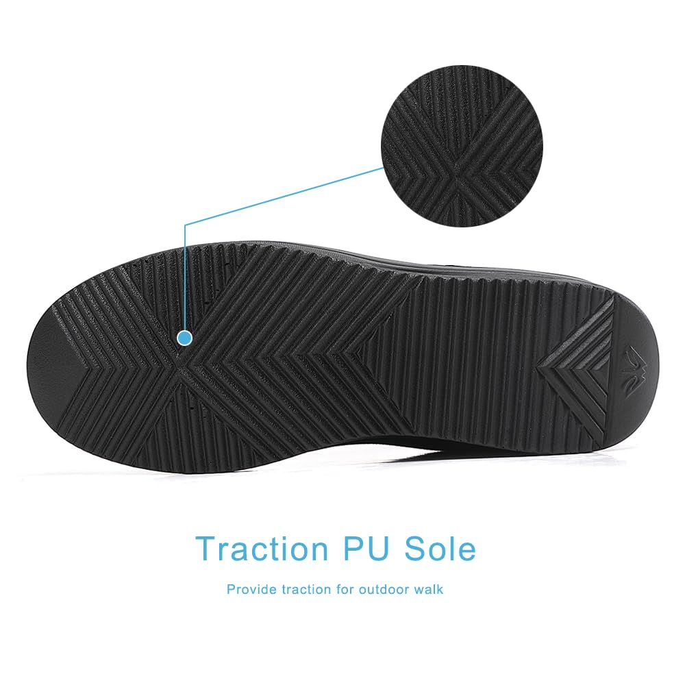 RUIDENG Sneakers for Women Cushion | Women Shoes for Work Whole Day Standing | 2 Inch Rocker Bottom All Black Size 7