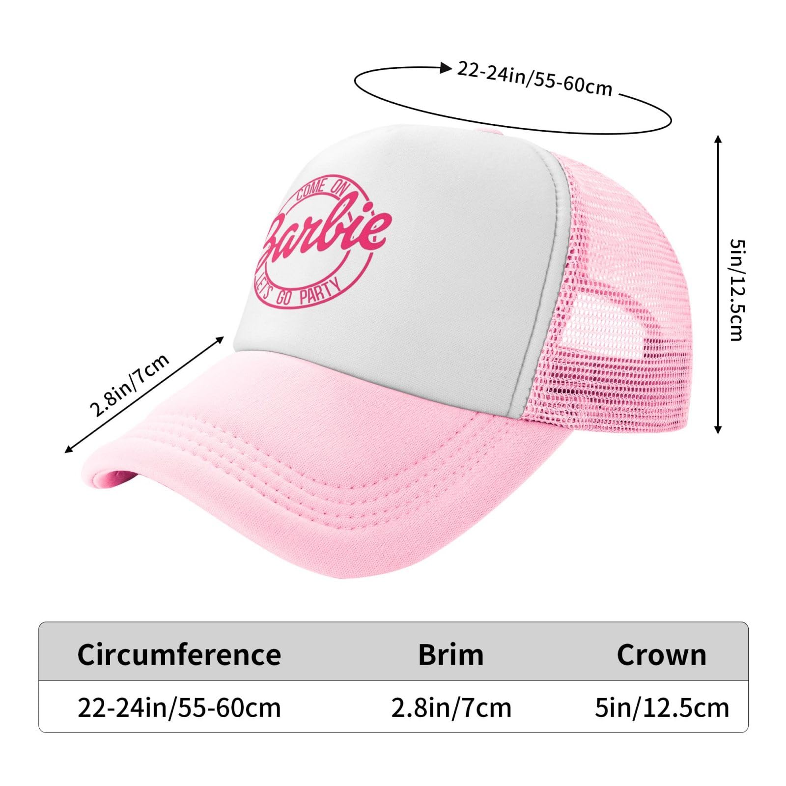 OEUVIGF Womens Trucker hat Let's Go Girls Flat Brim Baseball Mesh Cap Pink Dad Hat