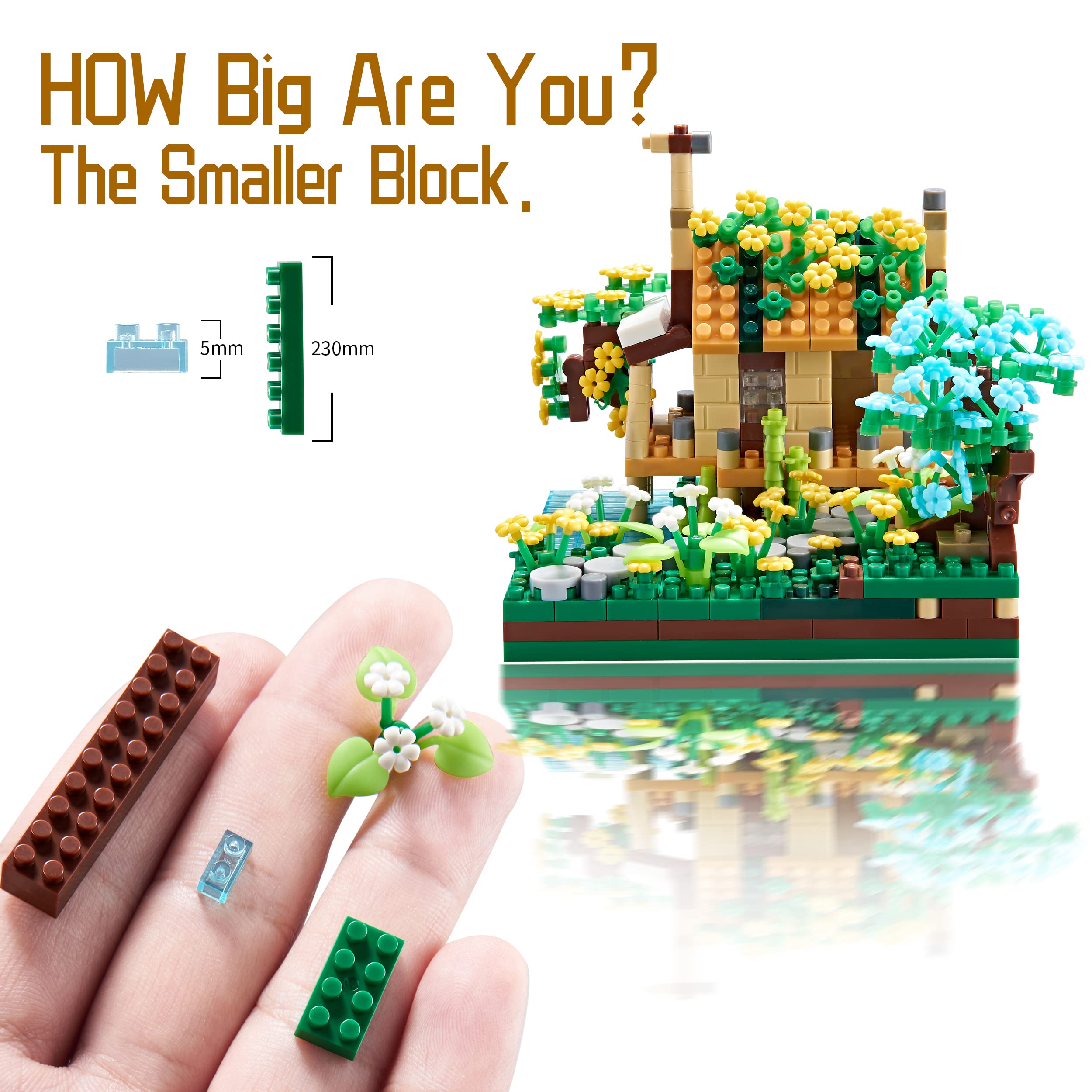 Taj Mahal Architecture and Collection Model Botanicle Sakura Tree House Flowers Micro Building Blocks Set, Gift for Adults Kids
