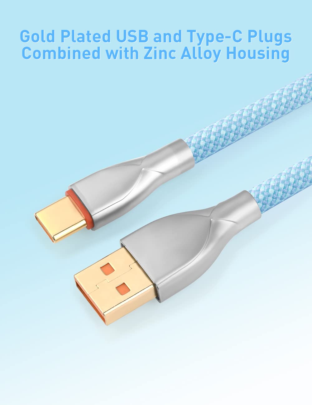 XIAWAO Macaron Coiled Keyboard Cable for Gaming Keyboard, Coiled USB C Keyboard Cord, Mechanical Keyboard Wire (Macarons Blue)