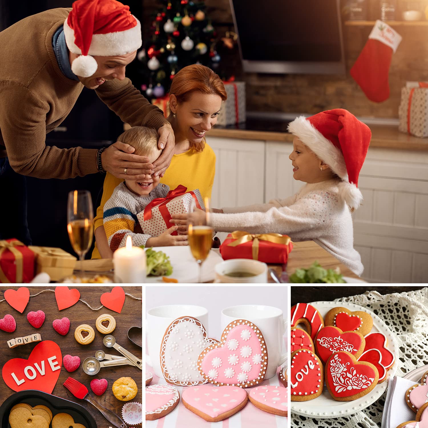 Valentine’s Day Cookie Cutter Set 3 Piece, Large Wedding Cookie Cutters with Hand Protection, Heavy Duty Stainless Steel Baking Pastry Set for Decorating