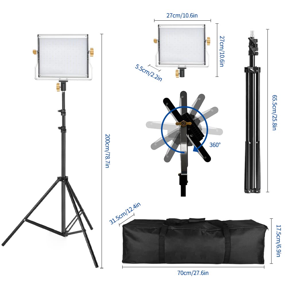 Video Lighting Kits, Dimmable Bi-Color 420 LED Video Light with Light Stand and 3 Carrying Bags, led Photography Lighting for YouTube Studio Photography, Video Shooting