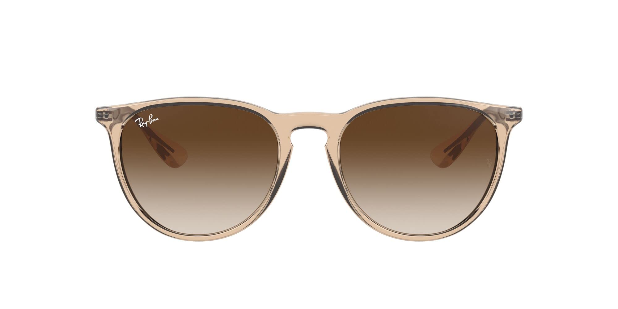 Ray-Ban RB4171F Erika Low Bridge Fit Round Sunglasses, Transparent Light Brown/Brown Gradient Dark Brown, 54 mm