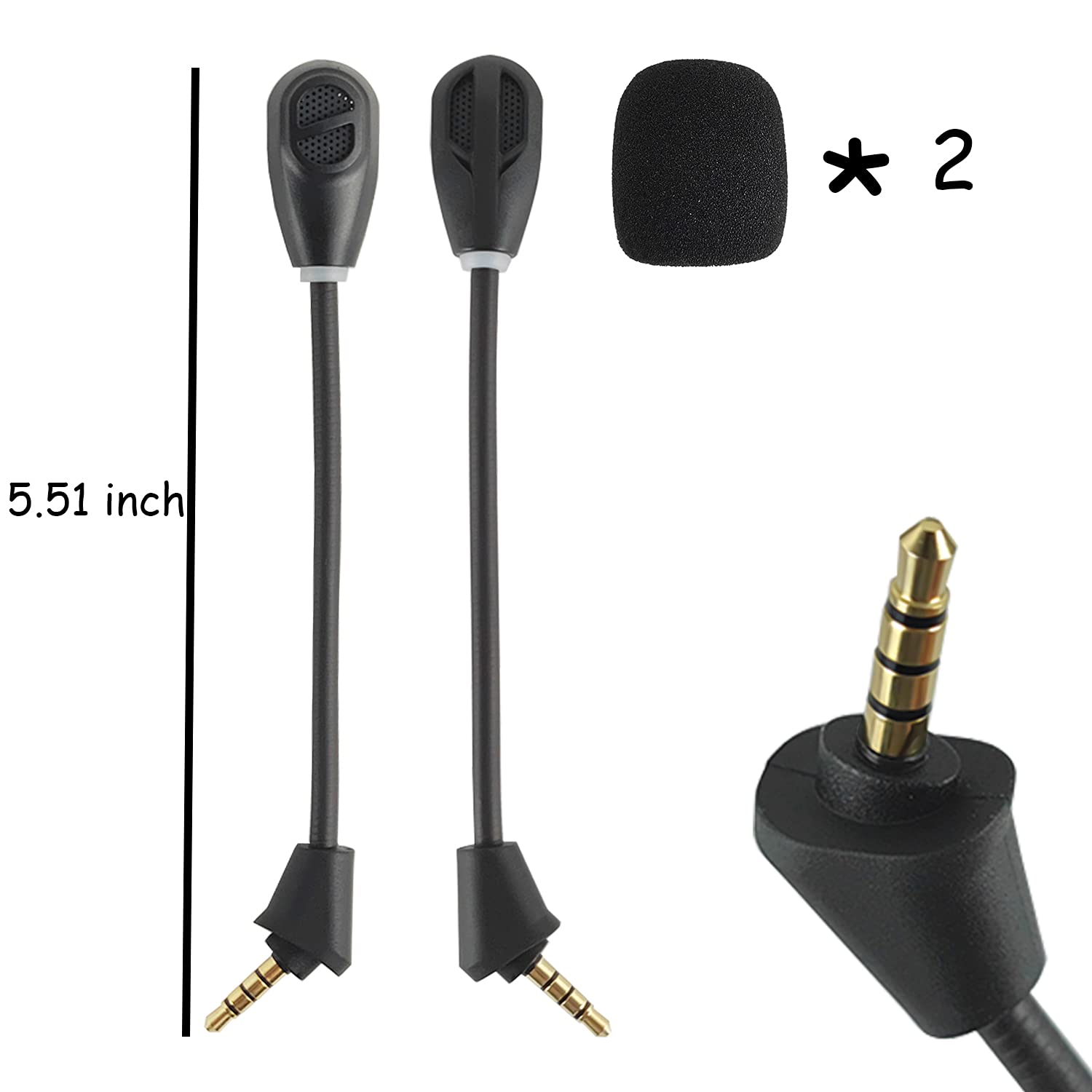 REEYEAR Mic Replacement Fits for Kingston HyperX Cloud II wireless Gaming headset,Noise Cancelling 3.5mm Microphone Boom Jack with Mic Monitoring Indicator for Cloud 2 Wireless Headsets
