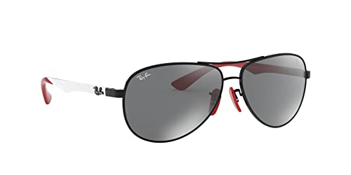 Ray-Ban RB8313M Scuderia Ferrari Collection Aviator Sunglasses, Black/Grey Mirrored Silver, 61 mm