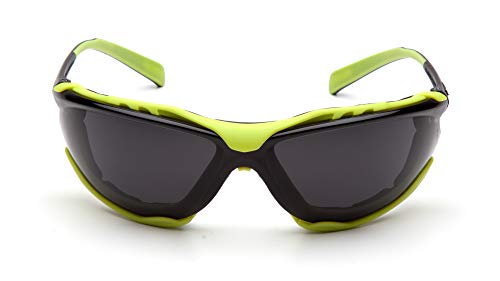 Pyramex Proximity Safety Glasses Dark Gray H2MAX Anti-Fog Lens Black Lime Frame