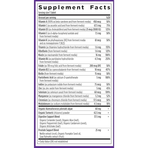New Chapter Men's Multivitamin 50 plus for Brain, Heart, Digestive, Prostate & Immune Support with 20+ Nutrients + Astaxanthin - Every Man's One Daily 55+, Gentle on The Stomach - 72 ct