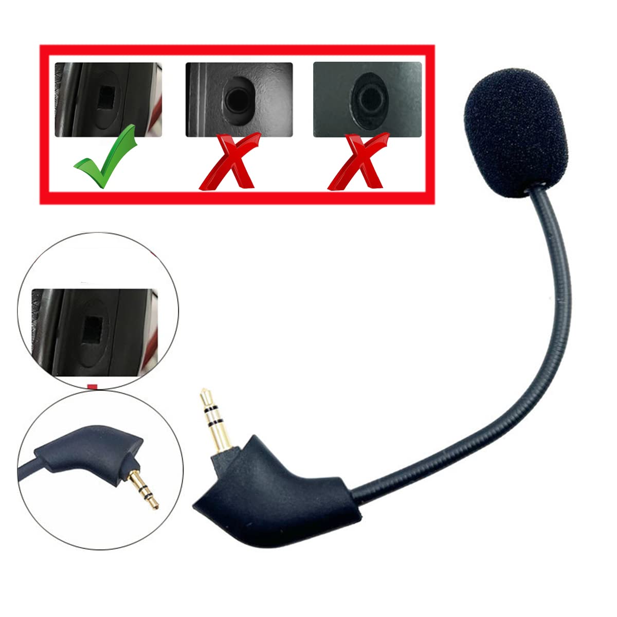 Replacement Microphone for HyperX Cloud, Cloud X/II,HyperX Silver Noise Cancelling Gaming Headsets 3.5mm Detachable Mic Rectangular Replacement Mic