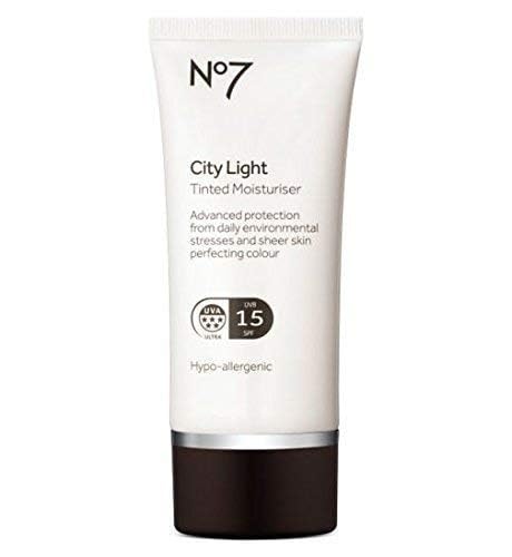 No.7 City Light Tinted Moisturiser - Fair, SPF 15, Hydrating, Antioxidant, Almond Scent, Alcohol-Free, 1.69 Fl Oz