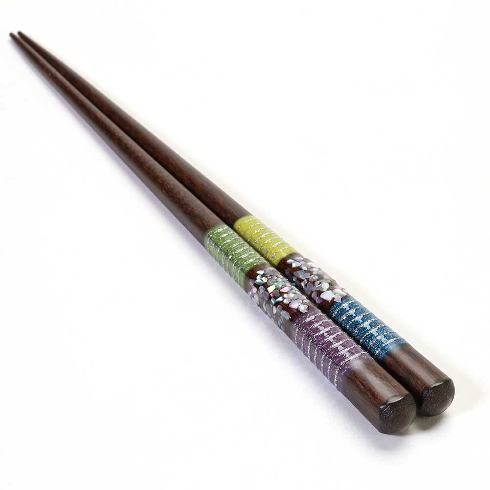 Tenmarukai Sendan Blue Green Wood Chopsticks, 1 Pair, 9 Inches Long, Made in Japan