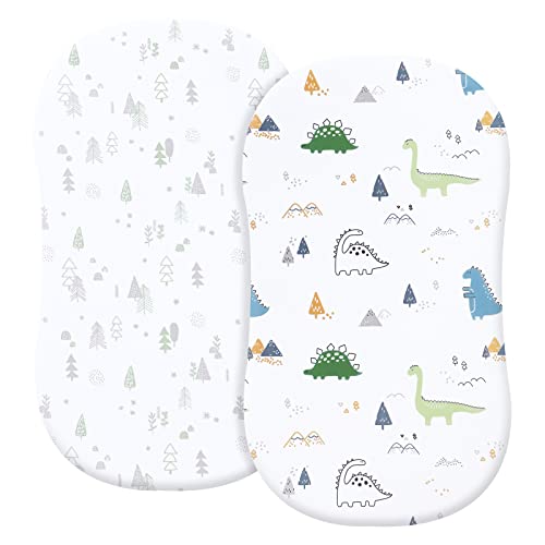 PHF Soft Bassinet Sheets, 2 Pack Silky Comfy Breathable Cradle Sheets for Baby Boys Girls, Univeral Fit for Most Cradle and Bassinet Mattress, Light Grey & Light Grey