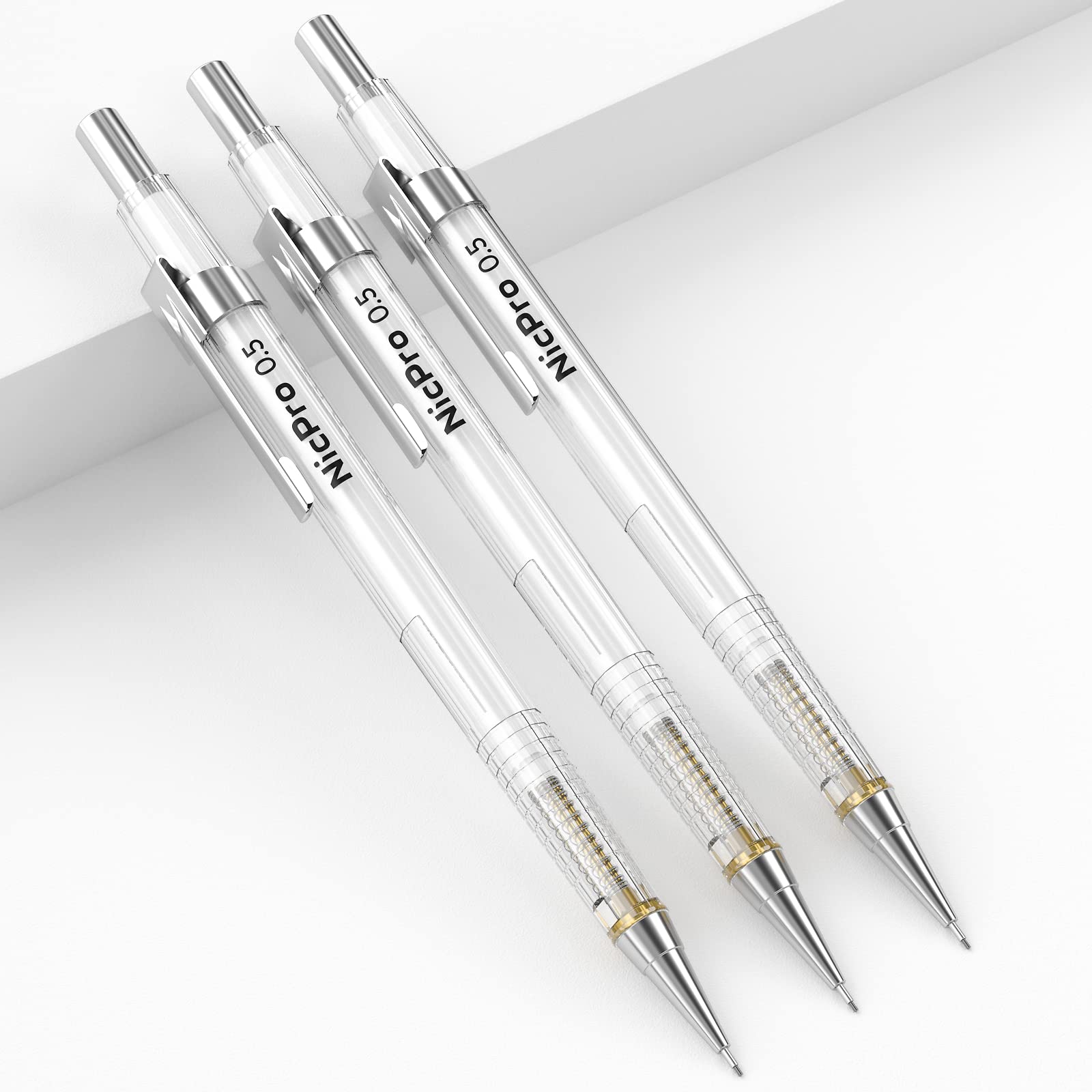 Nicpro 3 PCS 0.5 mm Art Mechanical Pencil Set with Case, Drafting Pencil 0.5mm with 3 Tubes HB Lead Refills, Eraser for School Supplier, Architect Art Writing, Drafting, Drawing, Sketching