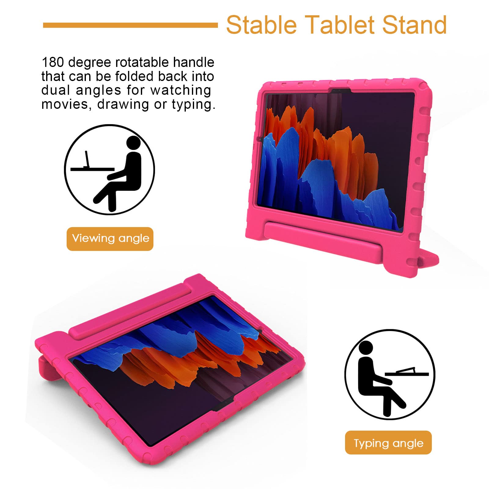 Thoreta Samsung Galaxy Tab S8 Plus/Tab S7 FE/Tab S7 12.4 inch Kids Case,Shockproof Kid-Proof Cover Protective EVA Device Encasing with S Pen Holder[SM-T730/T733/T738/T970/T975/T976/T978]