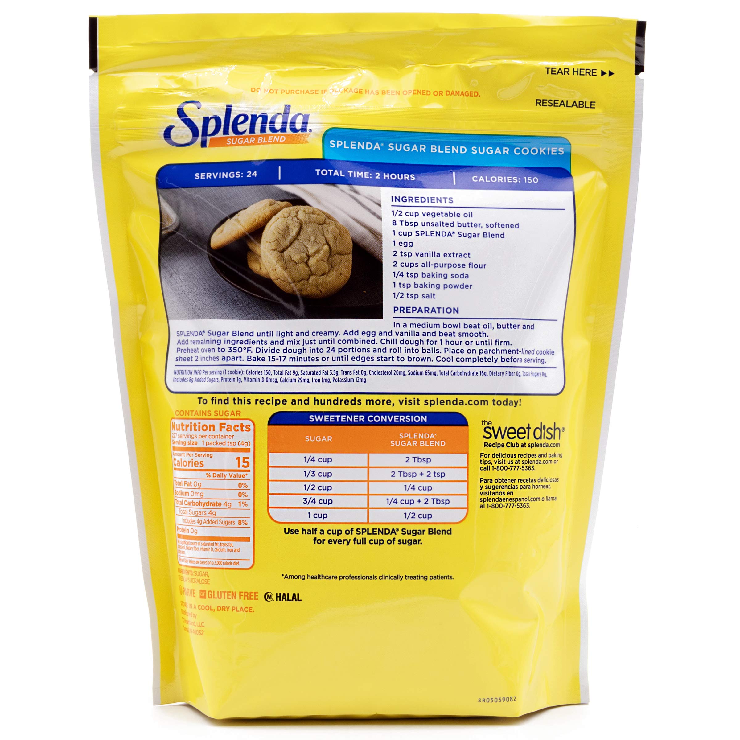 SPLENDA Low Calorie Sweetener for Baking Resealable Bag, Sugar Blend, 32 Ounce