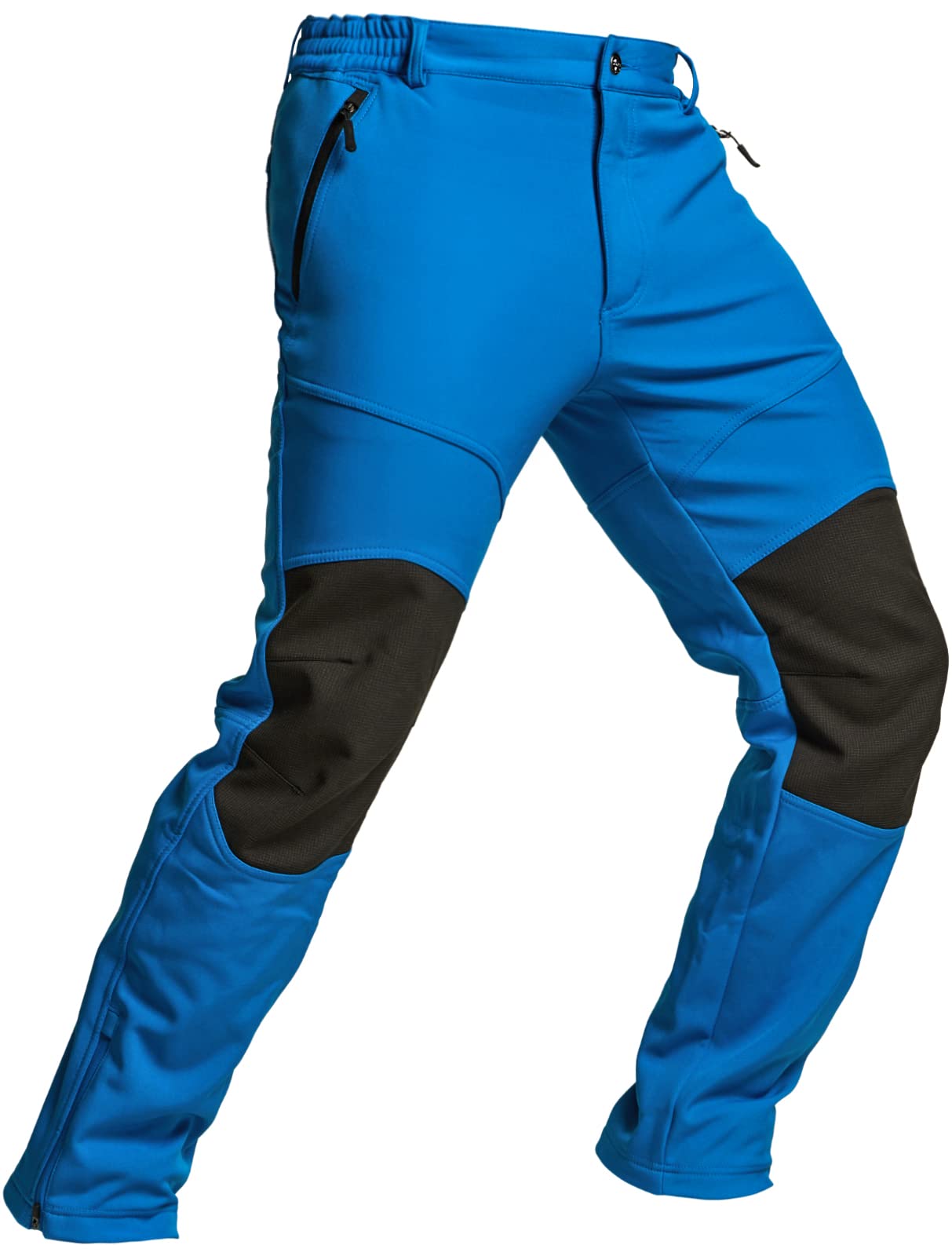 TSLA Men's Snow Ski Snowboard Waterproof Softshell Cargo Pants, Hiking Fleece Lined Bottoms, Outdoor Work Pants, 2-Layer Reinforced Knee Black, 32W x 30L