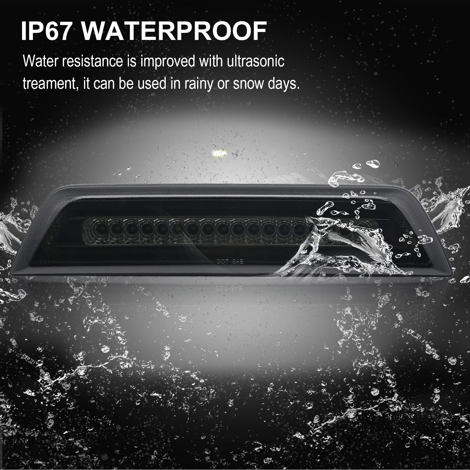 R&F Auto Smoked Lens Strobe LED 3rd Third Brake Light Replacement for Tacoma 2016-2023 Limited SR SR5 TRD Off-Road TRD Pro Sport Roof Cargo Lights Pickup High Mount Stop Lamp (For Double Cab ONLY)