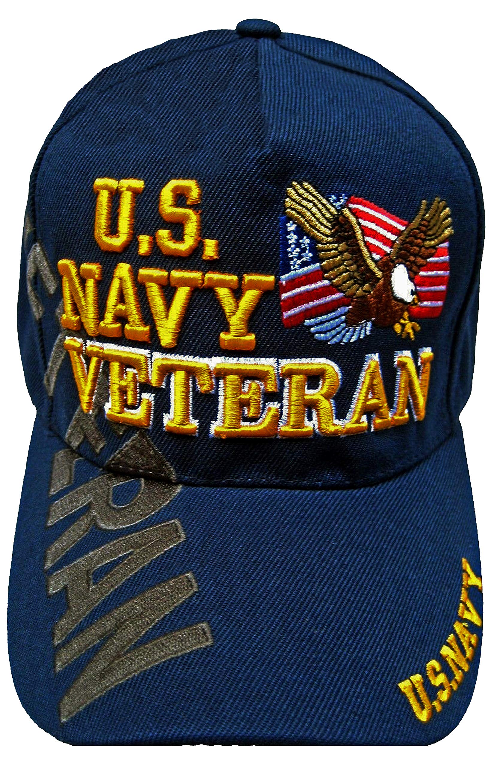 Navy Veteran Baseball Cap Blue Adjustable Military Vet Hat Flag Eagle Men Women Embroidered
