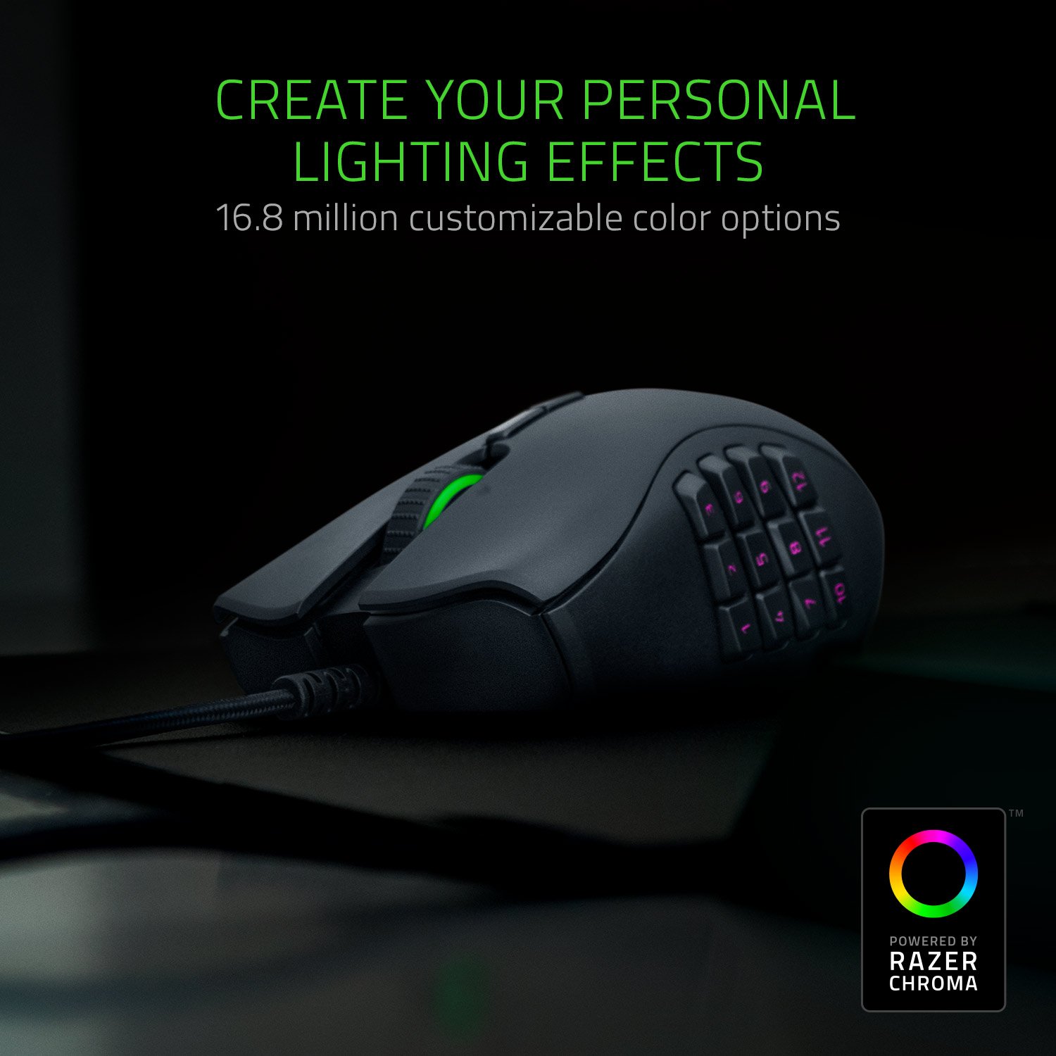 Razer Naga Trinity - Chroma Gaming Mouse Interchangeable Side Plates - Up to 19 Programmable buttons (Renewed)