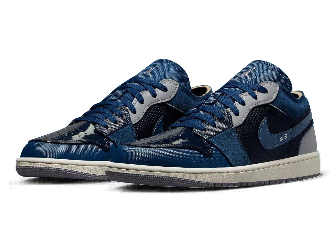 Nike Men's Air Jordan 1 Low Craft Shoes, Obsidian/French Blue/Sail/Ashe, 9