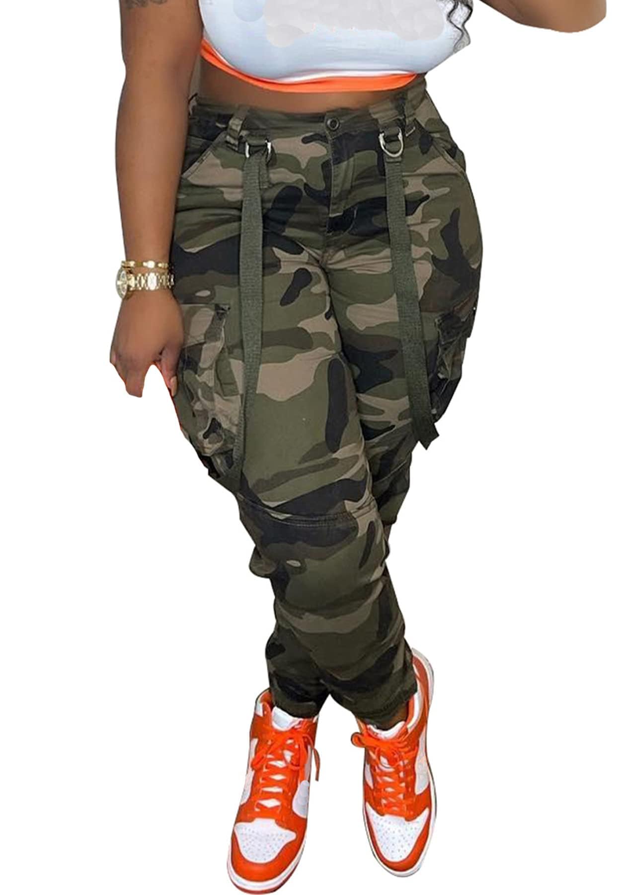Voghtic Plus Size Army Fatigue Ppants for Women, Petite Cargo Pants for Women