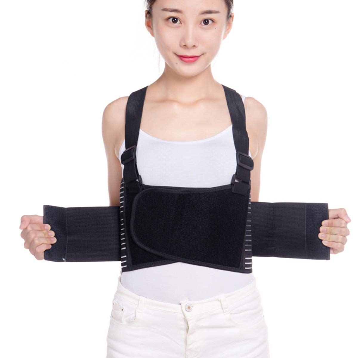 QETU Rib and Chest Support Brace with Front Stay, Breathable Rib Belt for Sore Or Bruised Ribs Support, Sternum Injuries, Dislocated Ribs Protection, Pulled Muscle Pain,Small