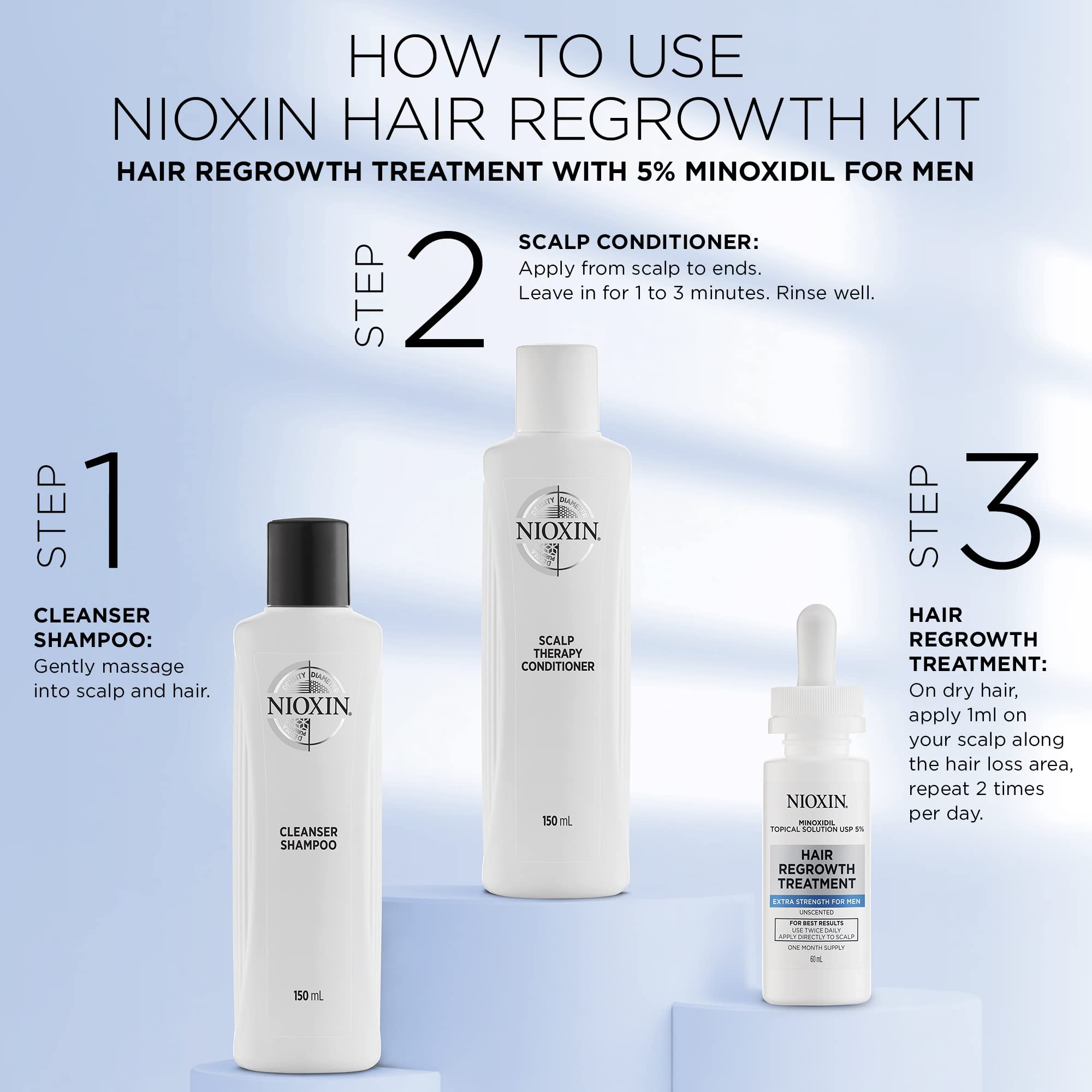 Nioxin Hair Regrowth Treatment for Men with Minoxidil 5%, 3 Month Supply, 6 oz