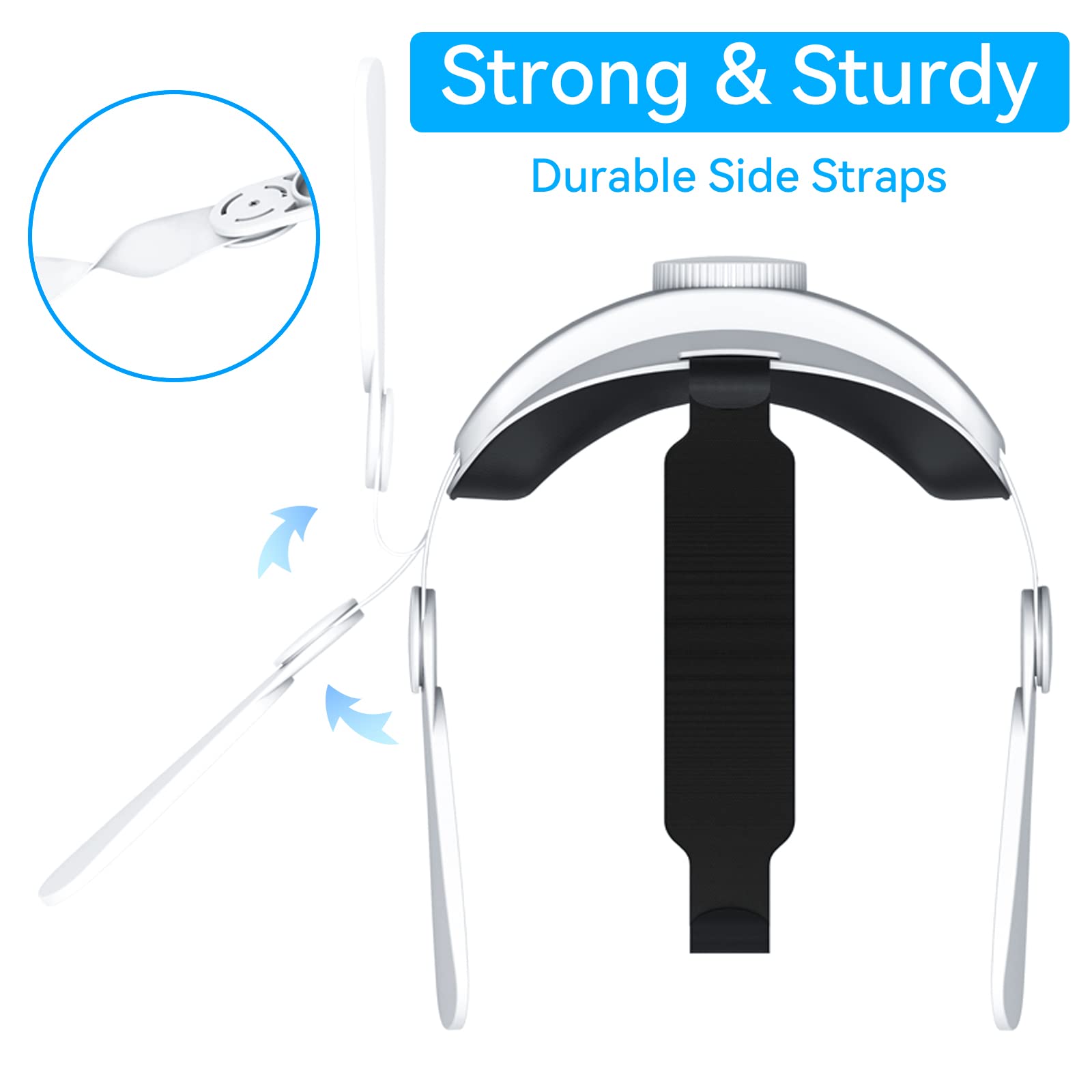 Xiufavty VR Headset Strap Accessories for Oculus Quest 2, Adjustable Headband and Button with Head Cushion Replacement for Elite Strap, Protective Reduce Pressure for VR Headset