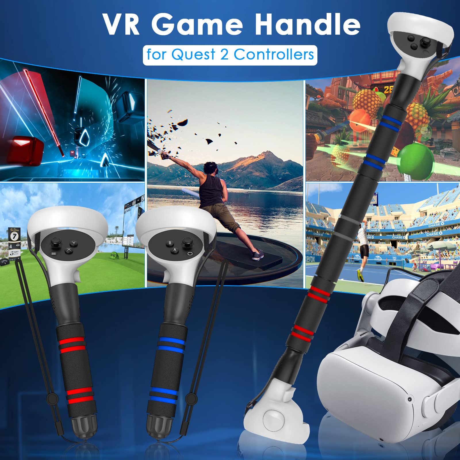 YOGES VR Game Handle Accessories Compatible with Oculus Meta Quest 2 (VR Ball Game Handle + Beat Saber Handle)