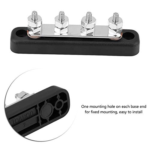 Qiilu busbars 12v Buss Bar Stud Terminal, 4 Studs Bus Bar Electric Terminal Boating Electrical Equipment Wire Terminals Junction Block 100A AC 300V DC 48V