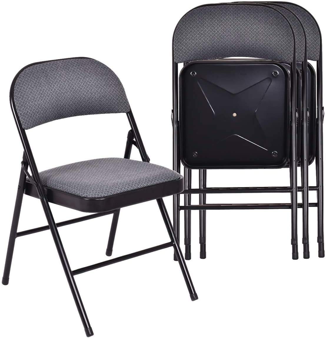 ReunionG Charles Folding Chair, 4 PCS, Black