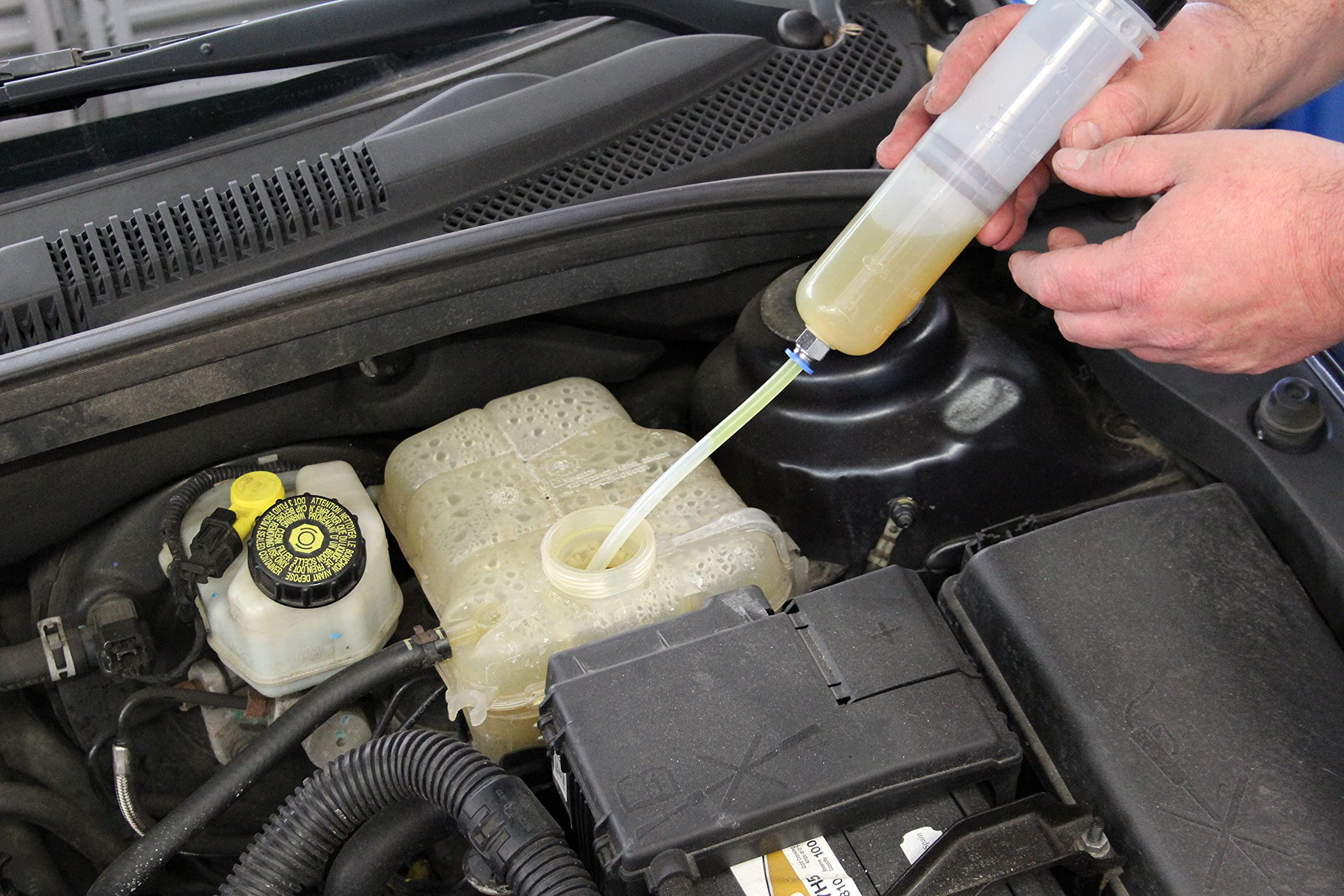 Mityvac MVA6851 Fluid Extractor, Syringe Action to Extract and Dispense Fluids Into or Out of Small Reservoirs Including Master Cylinder, Transaxles and Power Steering and Coolant Reservoirs