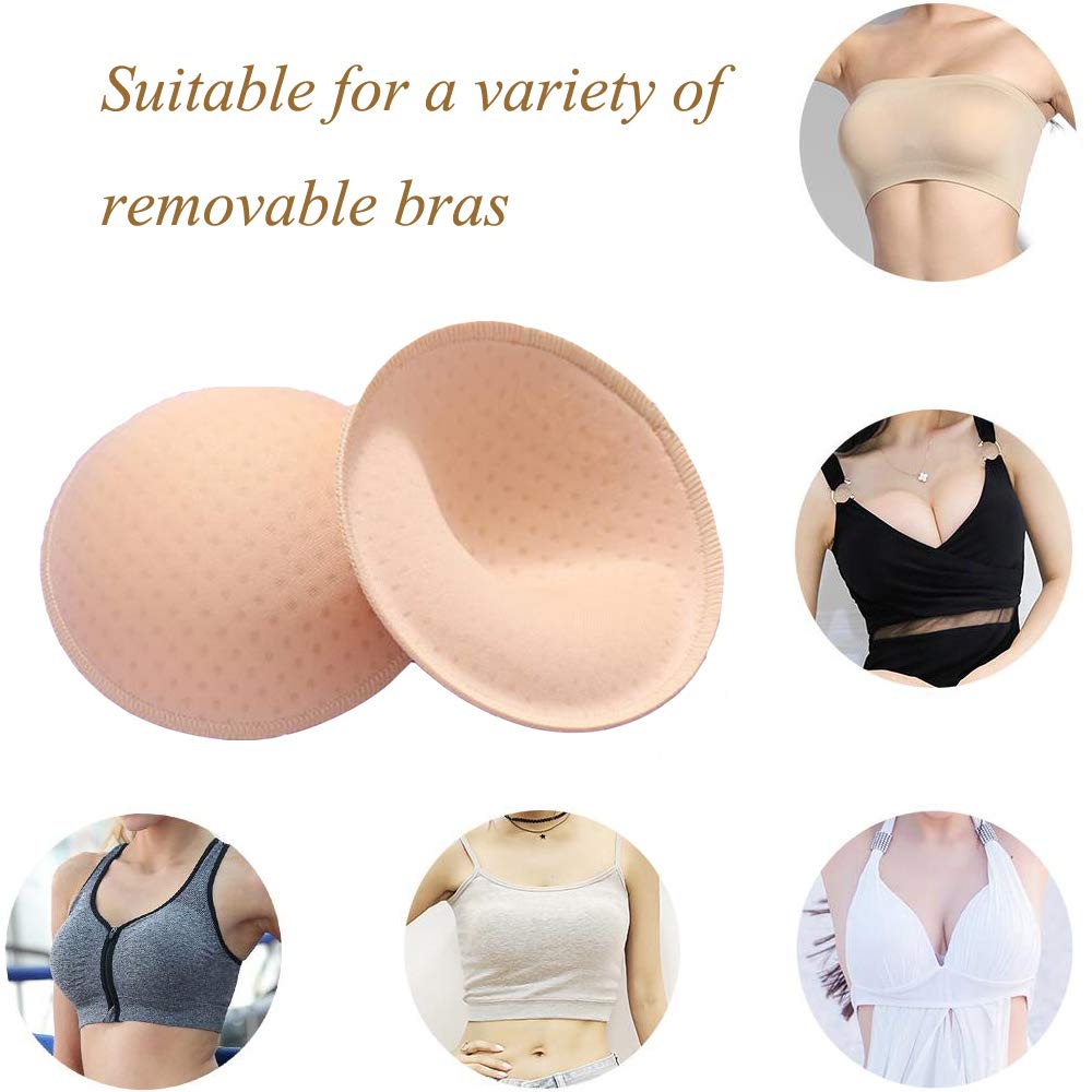 ONDY Bra Insert Pads 2 Pairs, Round Breast Enhancers,Invisible Bra Push Up Pad for Yoga Sports Bra (A/B)