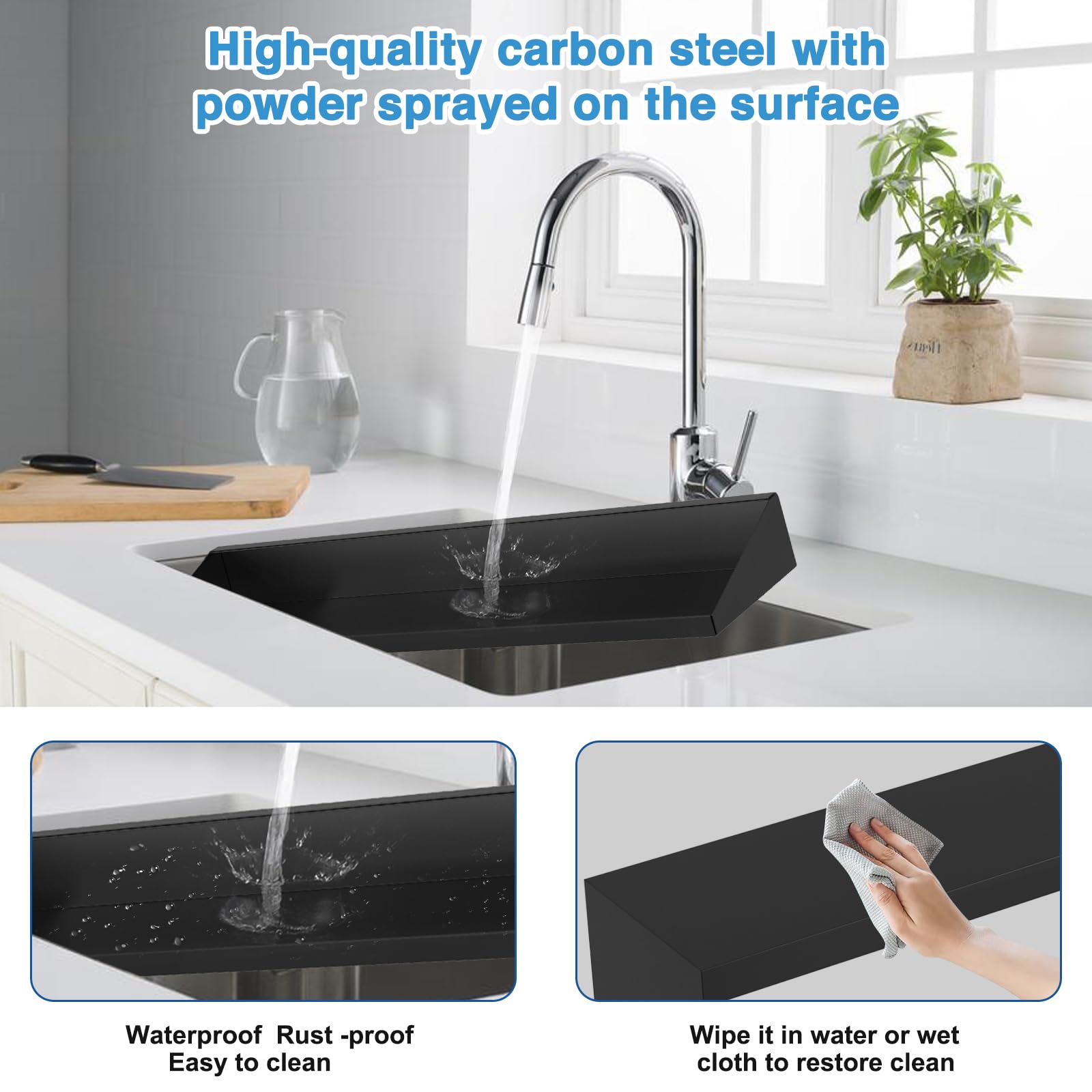 Notmise Magnetic Shelf for Top of Stove Metal Kitchen Spice Rack Seasoning Organizer,Length Adjustable, Suitable for 20" 24" 30" Flat Top Stove, Black