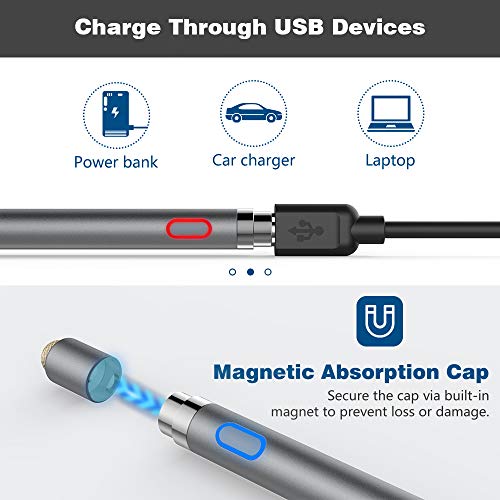 TiMOVO Stylus Pen for iPad, Apple Pencil for 2018-2024 iPad 10/9/8/7/6th Gen,iPad Pro, iPad Air 3/4/5/6th, iPad Mini 6/5 Precise Writing Drawing Palm Rejection Apple Pencil 1st Gen for iPad, SpaceGray