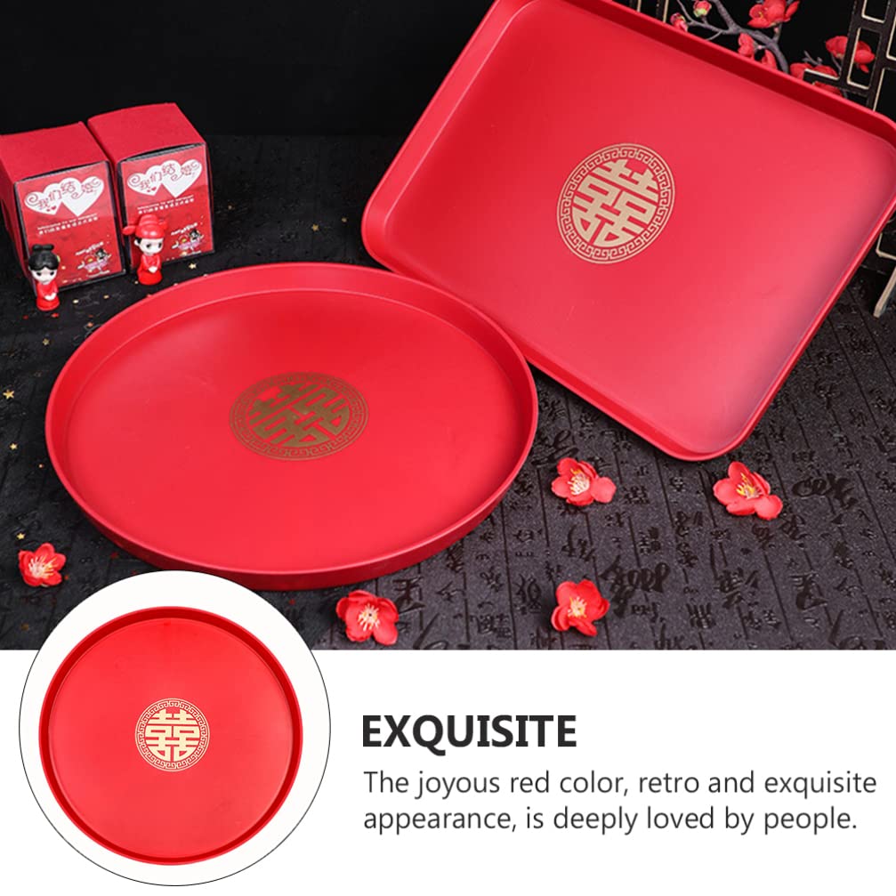 Tofficu 3 Pcs Wedding Tray Cupcake Toppers Red Wedding Plates Decoraciones para Salas De Casa New Year Party Plate Red Candy Serving Tray Food Decor Chic Storage Plate Salad Plate Dessert