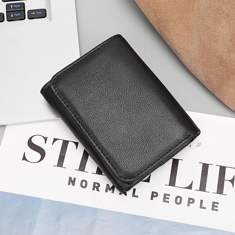 XIXIDIAN Fashion Men's Coin Purse Wallet RFID Blocking Man Leather Wallet,Genuine Leather Slim Trifold with ID Window (Color : Black, Size : 11 * 8CM)
