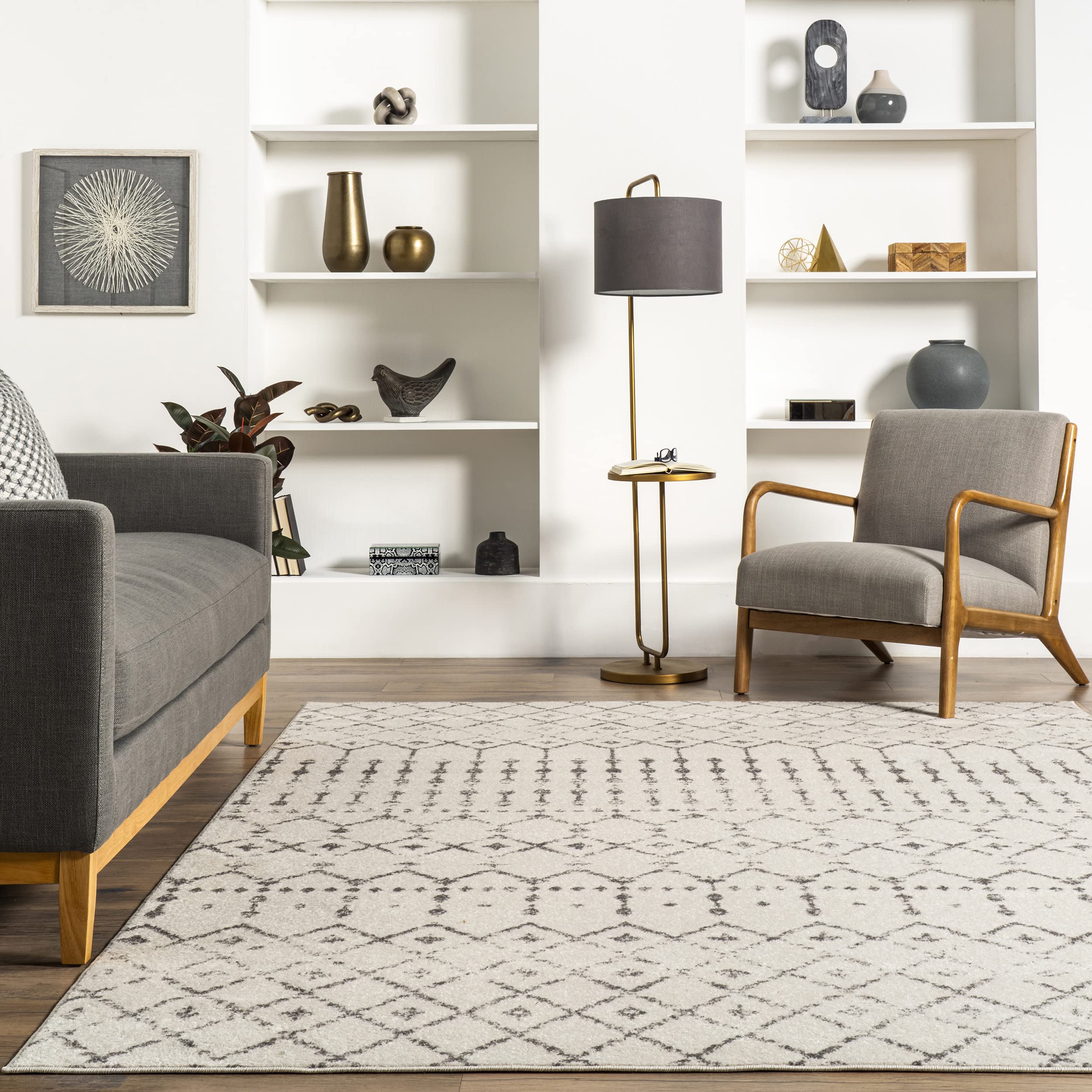 nuLOOM 5x7 Moroccan Blythe Area Rug, Grey, Faded Bohemian Design, Stain Resistant, For Bedroom, Dining Room, Living Room, Hallway, Office, Kitchen, Entryway