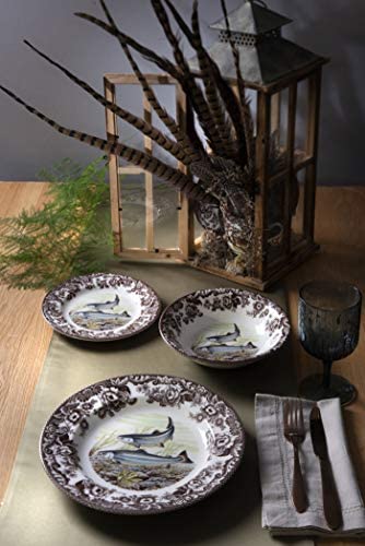 Spode Woodland Fish Platter with King Salmon Motif | 18.5" Fish Serving Platter | Large Oval Tray Made from Fine Porcelain | Microwave and Dishwasher Safe