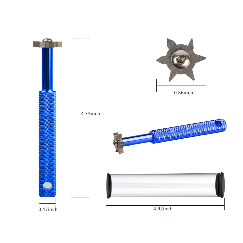 Replaceable Golf Club Groove Sharpener Groove Cleaner with 6 Blade Cutter for All Irons Pitching Sand Lob Gap and Approach Wedges and Utility Clubs, Re-Grooving Cleaning Tool Accessories (Blue)