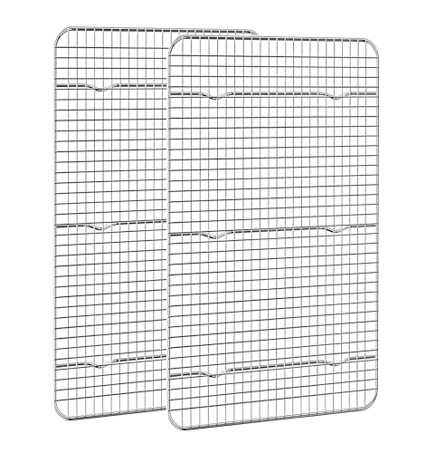 VNIMTI Baking Rack 2 Packs, Stainless Steel Cooling Racks, Wire Rack for Baking, Oven Safe Cookie Cooling Rack for Cooking, Roasting, Grilling, Drying, Fit Half Sheet Pan (16.5" * 12")