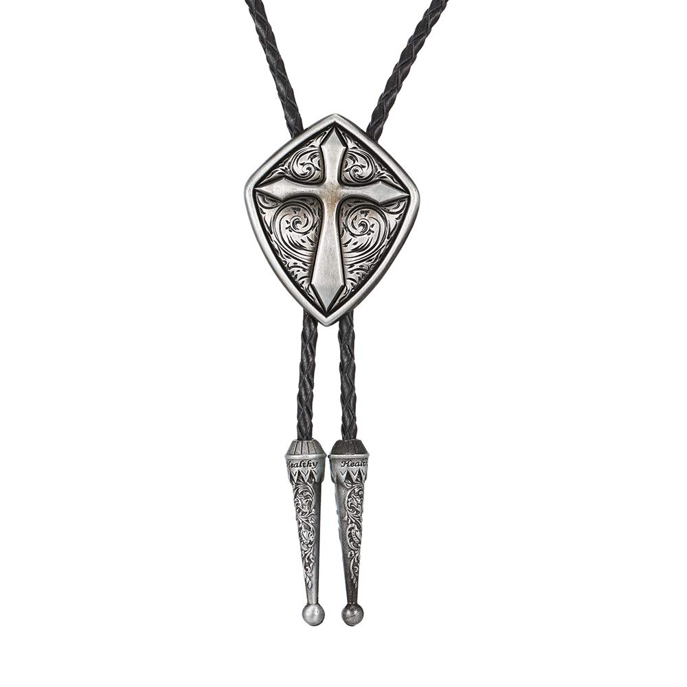 QQA Western Cowboy Bolo Tie for Men Vintage Eagle Shield Star Pattern Necklace Bolo Tie for Men Women