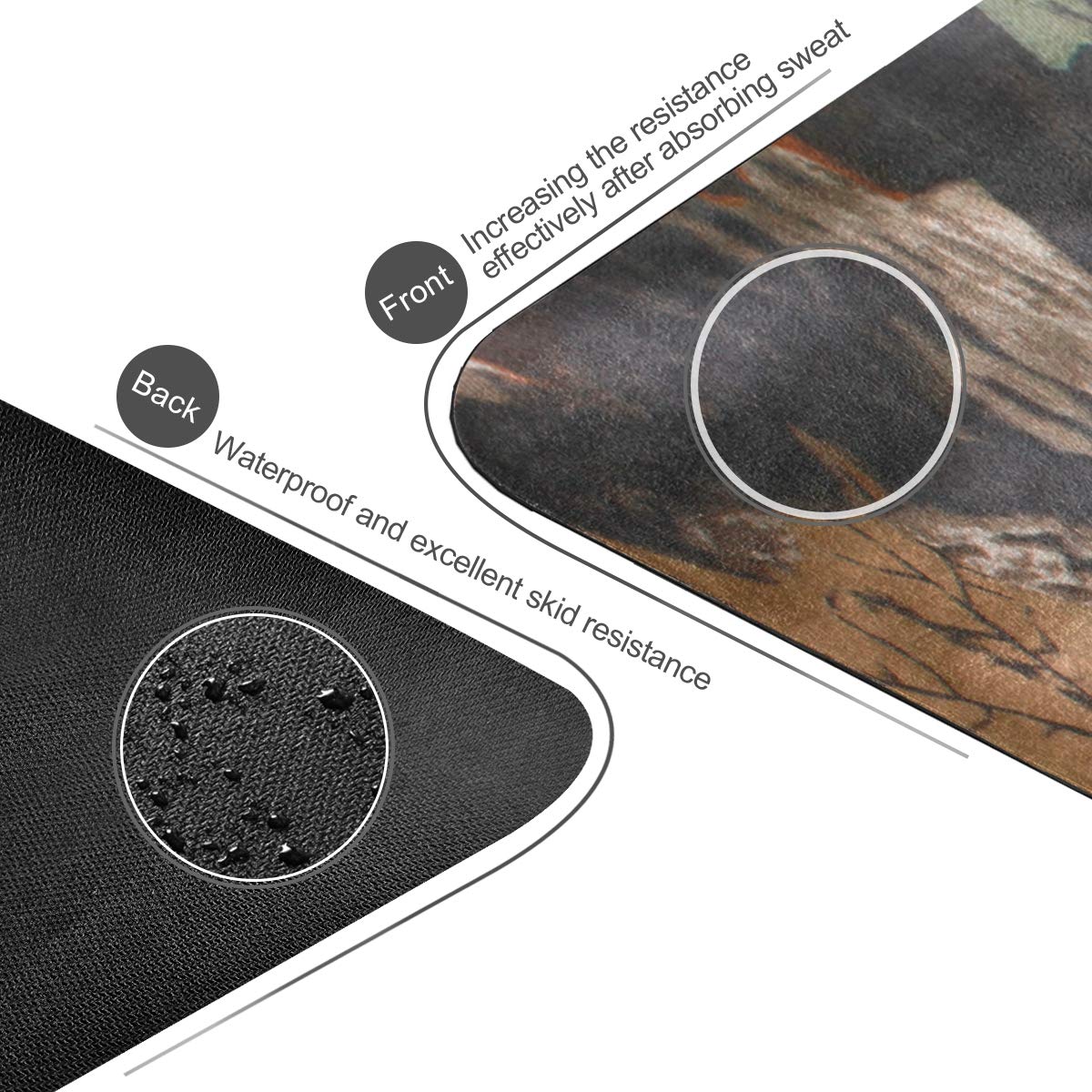 Qilmy Plant Camo Yoga Mat Foldable 1mm Thick Non-Slip Travel Yoga Mat Cover Pad Sweat Absorbent and Soft Lightweight Exercise Workout Mat for Yoga Pilates