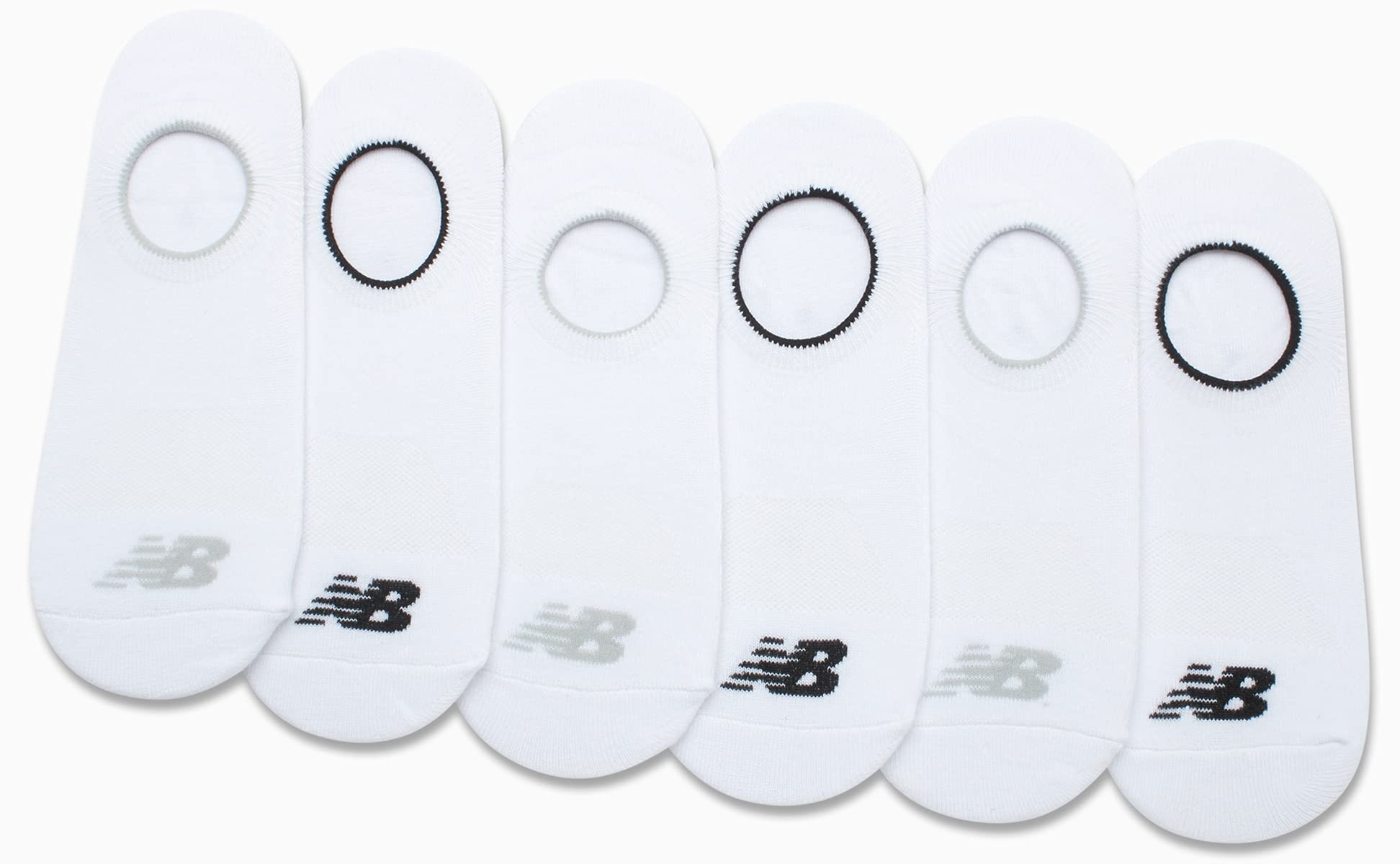 New Balance Women's Invisible No Show Non-Slip Liner Socks (6 Pack), Size 4-10, Solid White