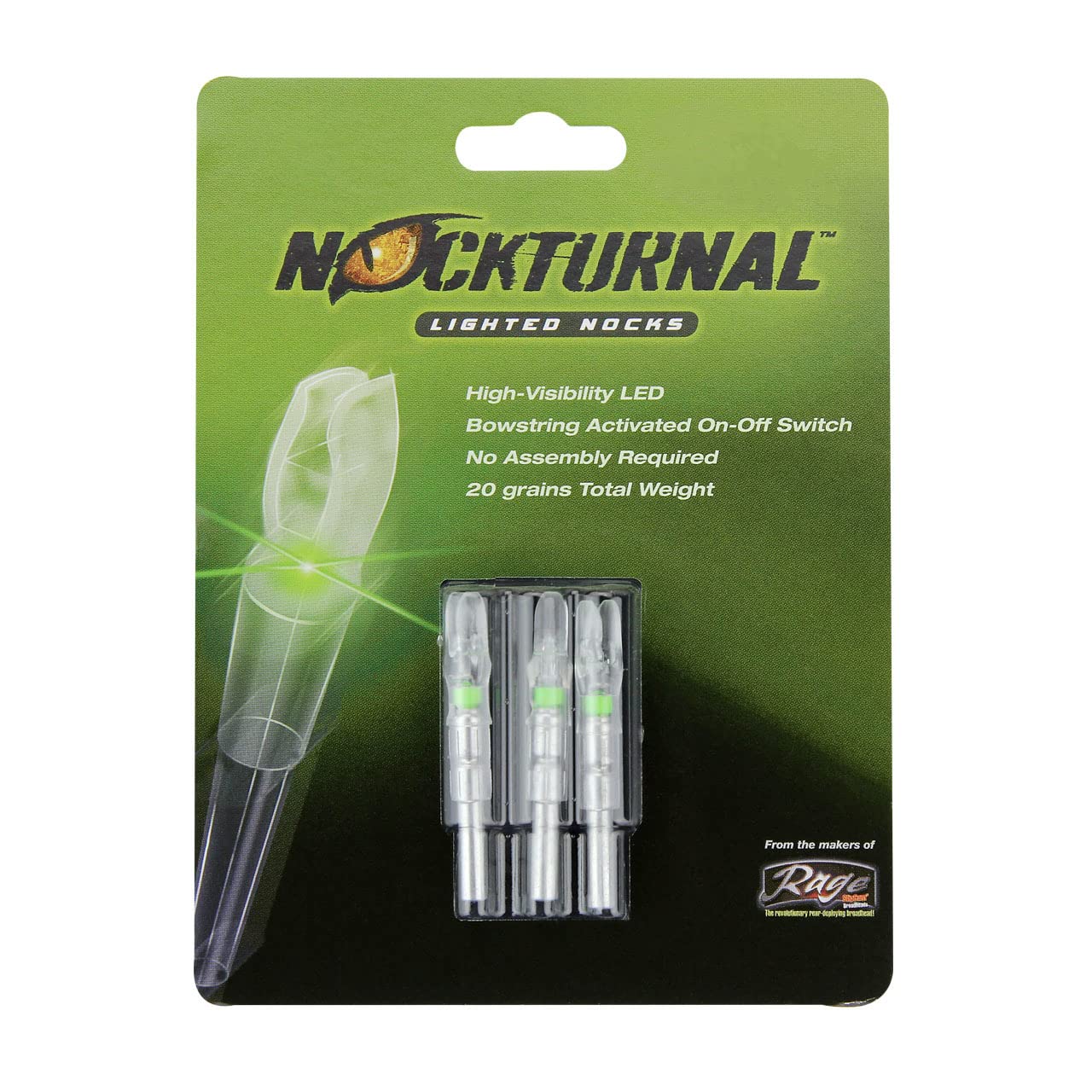 Nockturnal Lighted Nocks Model-S Green 3pk NT-205
