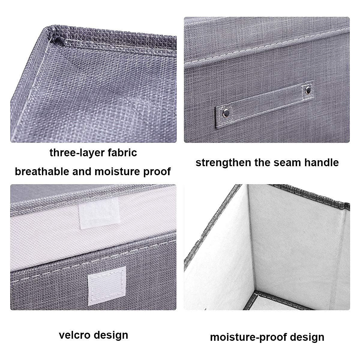 ONO BLUE 2-Pack Storage Bin with Lid,Closet Bins for Clothes Toys,Foldable Storage Boxes With Cover Reinforced Handle, Fabric Closet Organizer Containers for Home and Office Bedroom Nursery Deep Gray