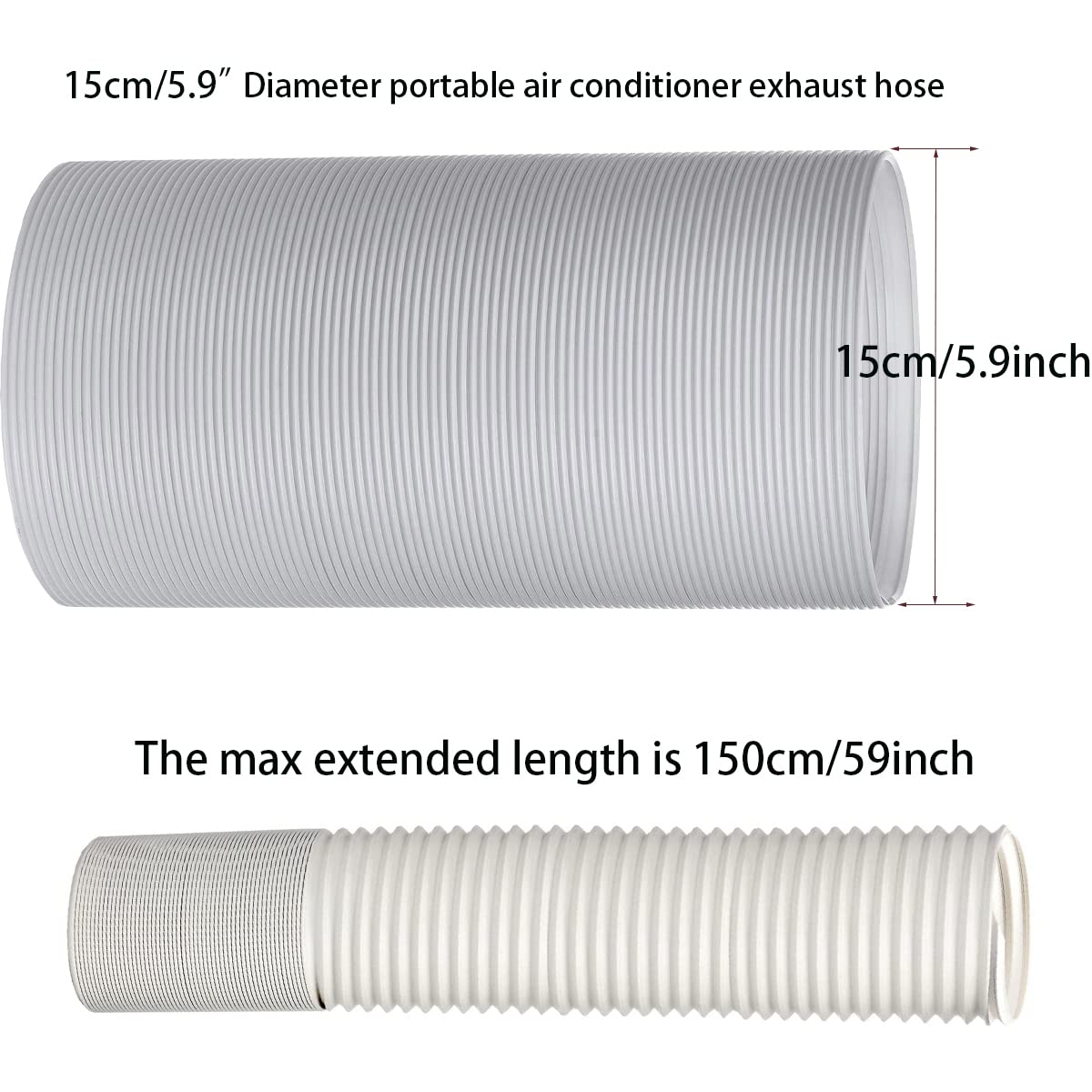 Portable AC Window Kit with 5.9β Exhaust Hose for Sliding Window, Adjustable Air Conditioner Window Vent Kit for Ducting AC Seal Panel for Horizontal&Vertical Window