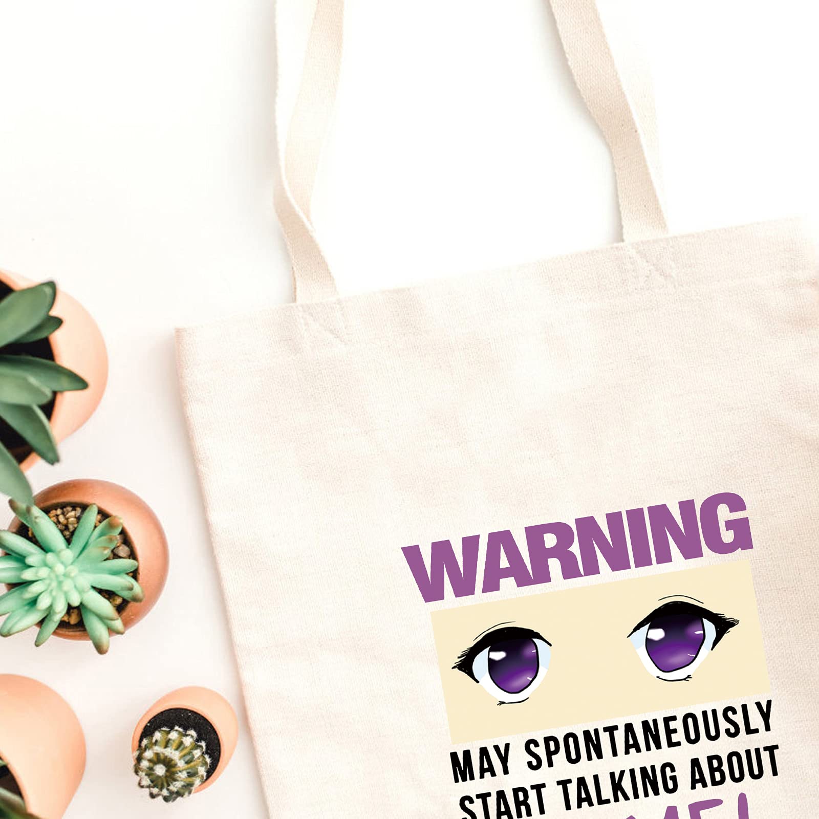 WCGXKO Anime Lover Gift Warning May Spontaneously Start Talking About Anime Tote Bag For Anime Fans (Talking About Anime2)